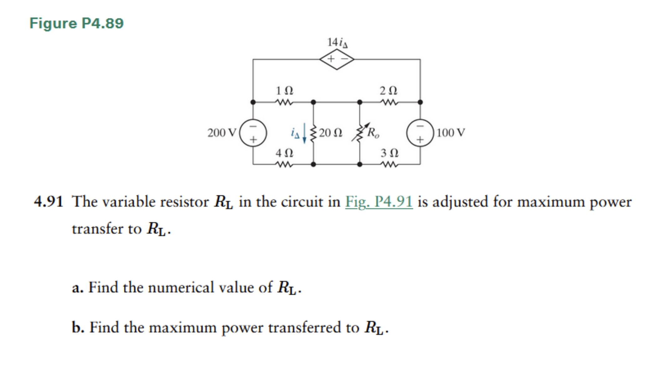 Solved Figure P4.894.91 ﻿The variable resistor RL in ﻿the | Chegg.com