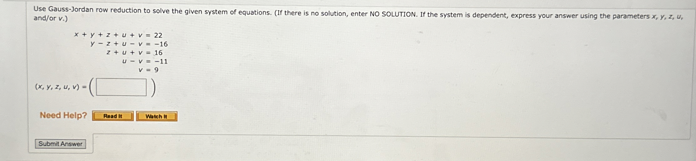 Solved Use Gauss-Jordan row reduction to solve the given | Chegg.com