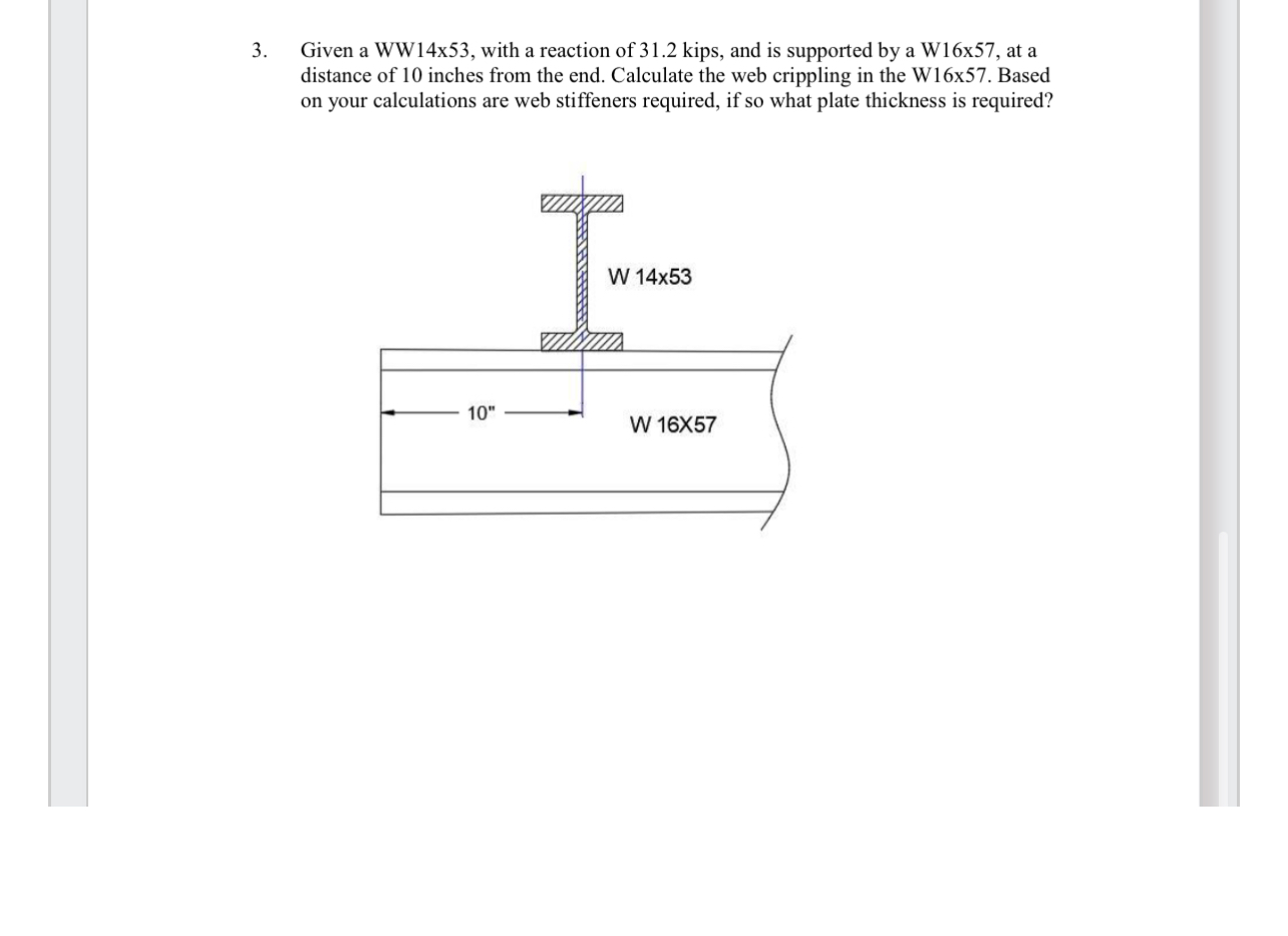 Solved Given a WW 14×53, ﻿with a reaction of 31.2 ﻿kips, and | Chegg.com