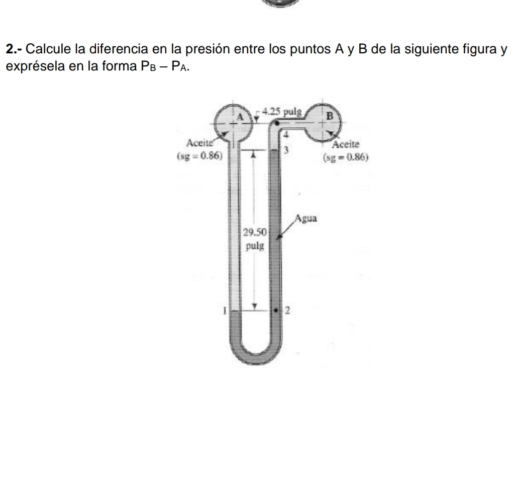 Solved 2.- ﻿Calcule la diferencia en la presión entre los | Chegg.com