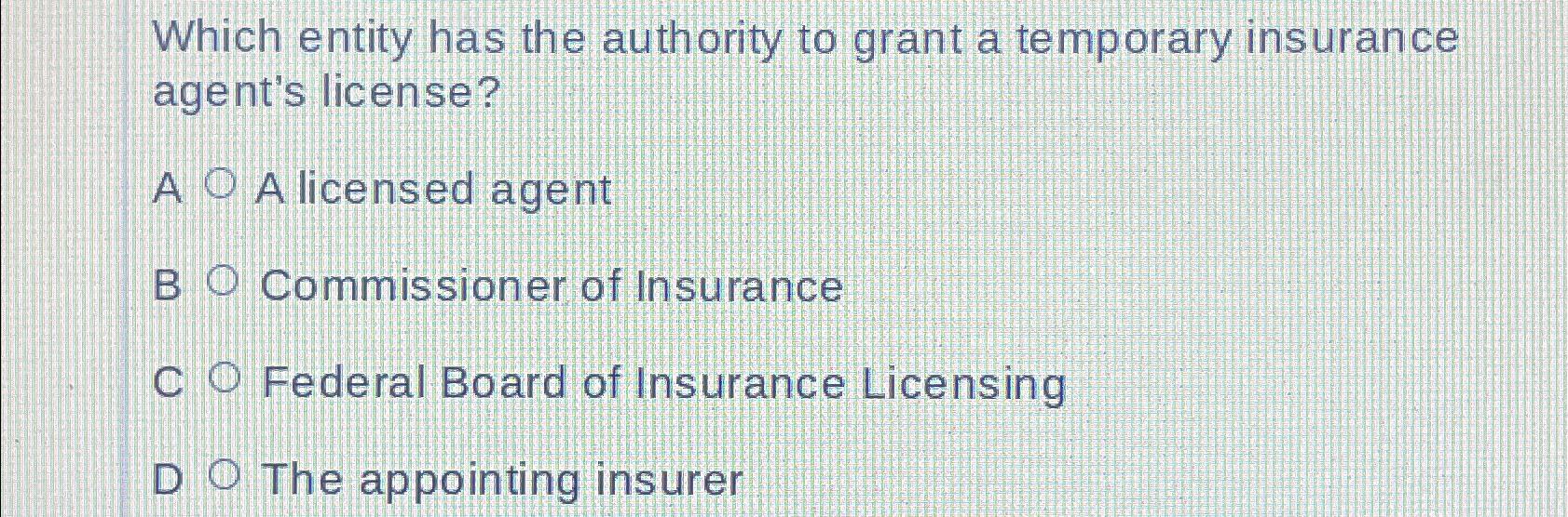 Solved Which entity has the authority to grant a temporary | Chegg.com