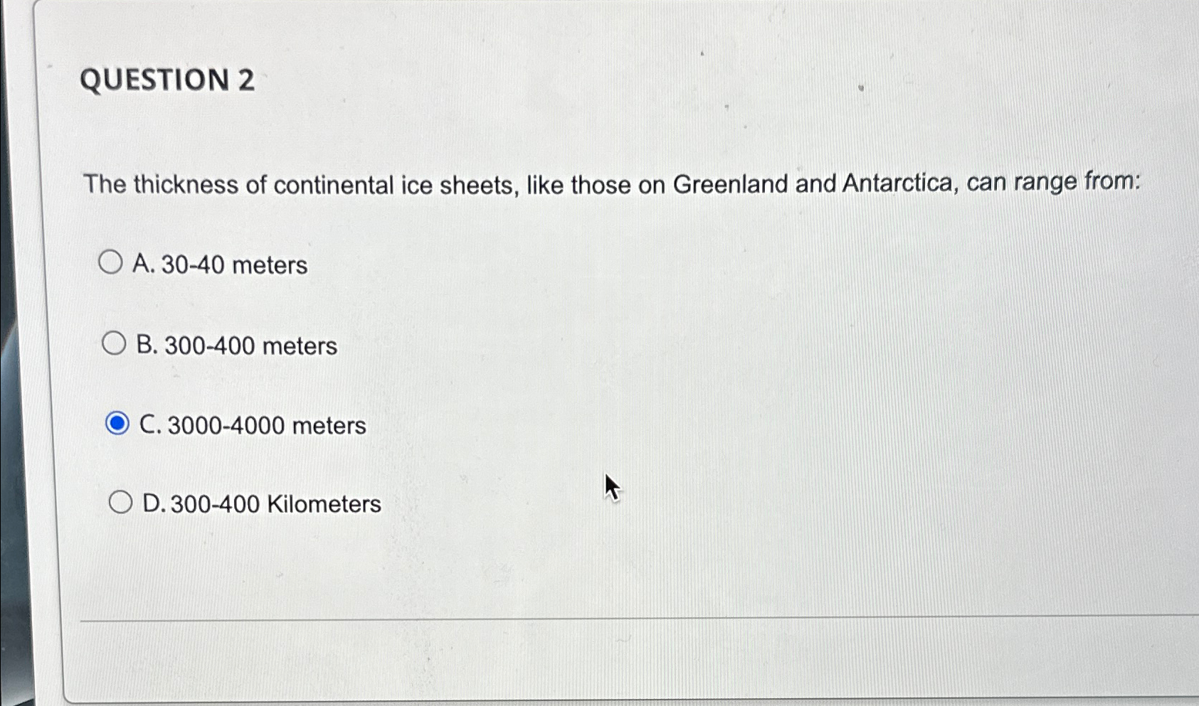 Solved QUESTION 2The thickness of continental ice sheets, | Chegg.com