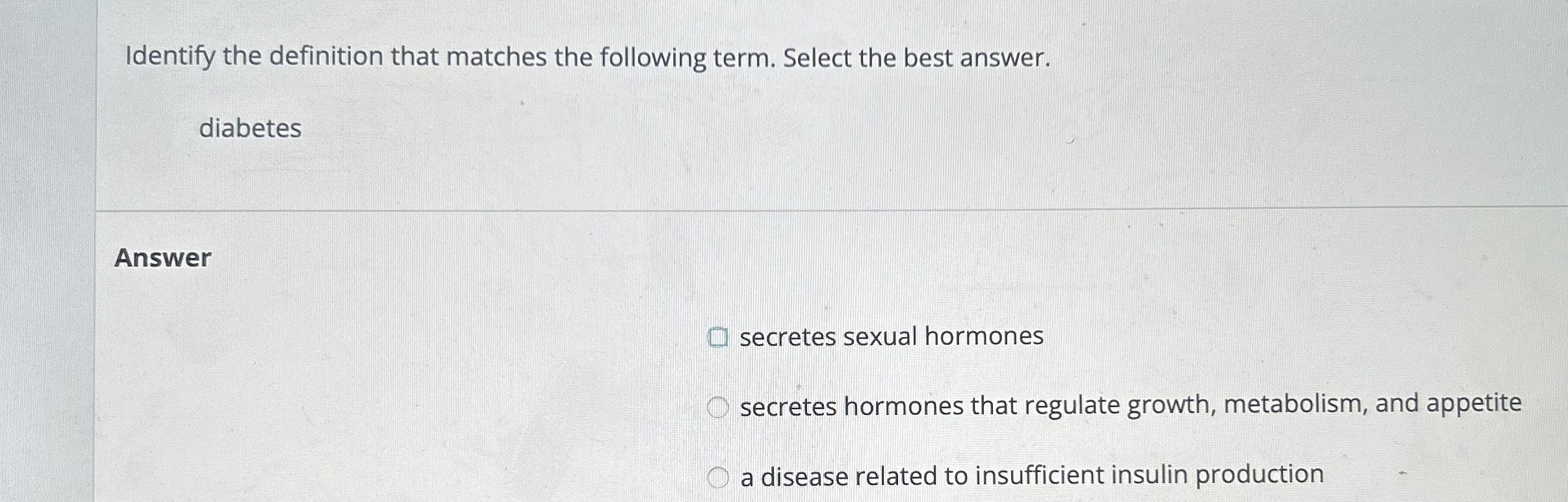 Solved Identify the definition that matches the following | Chegg.com