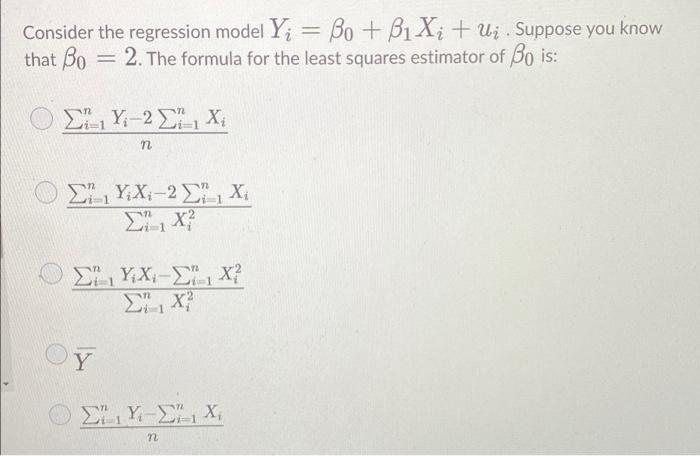 Solved - Consider the regression model Y1 = Bo + B1X; + Už . | Chegg.com