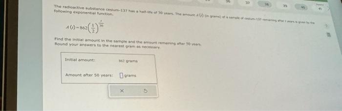 Solved following exponential function. A(b)−862(21)701 Round | Chegg.com