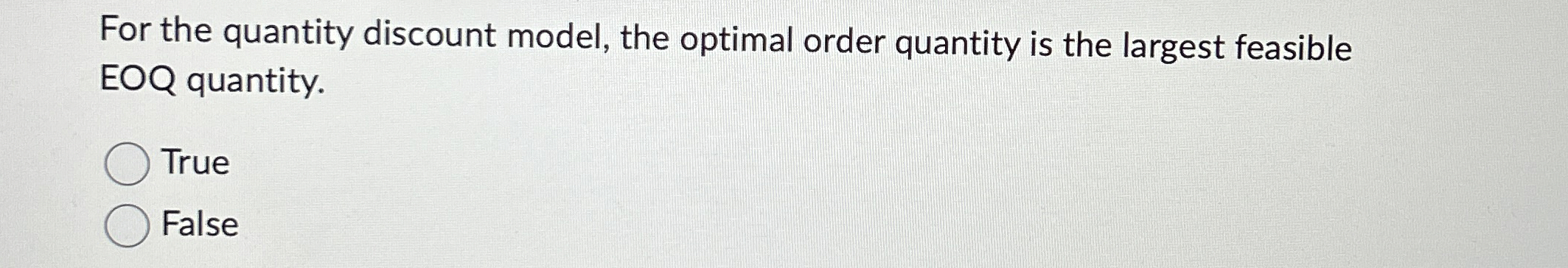 Solved For the quantity discount model, the optimal order | Chegg.com