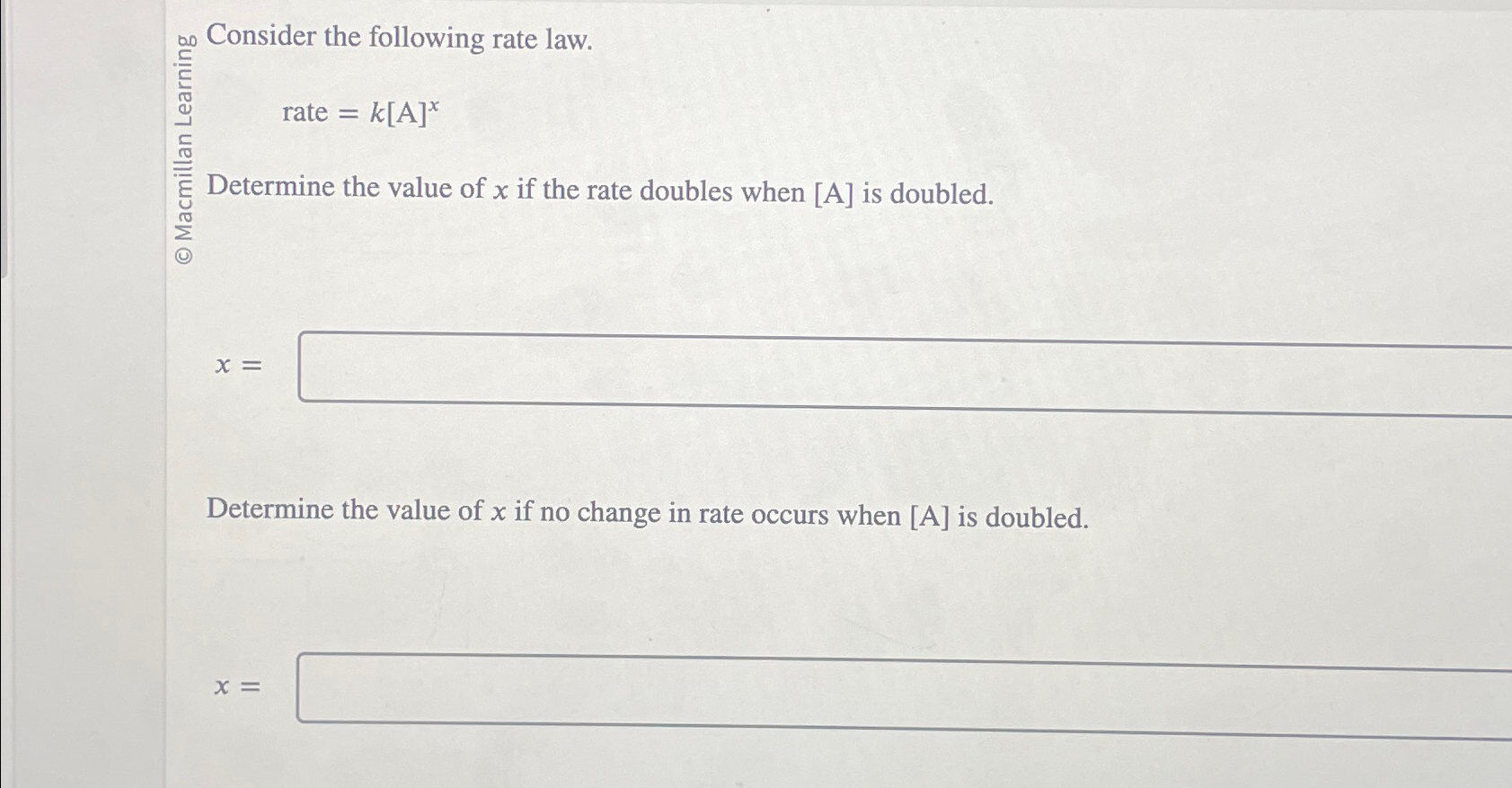 Solved ?n ﻿Consider the following rate law. ﻿rate | Chegg.com