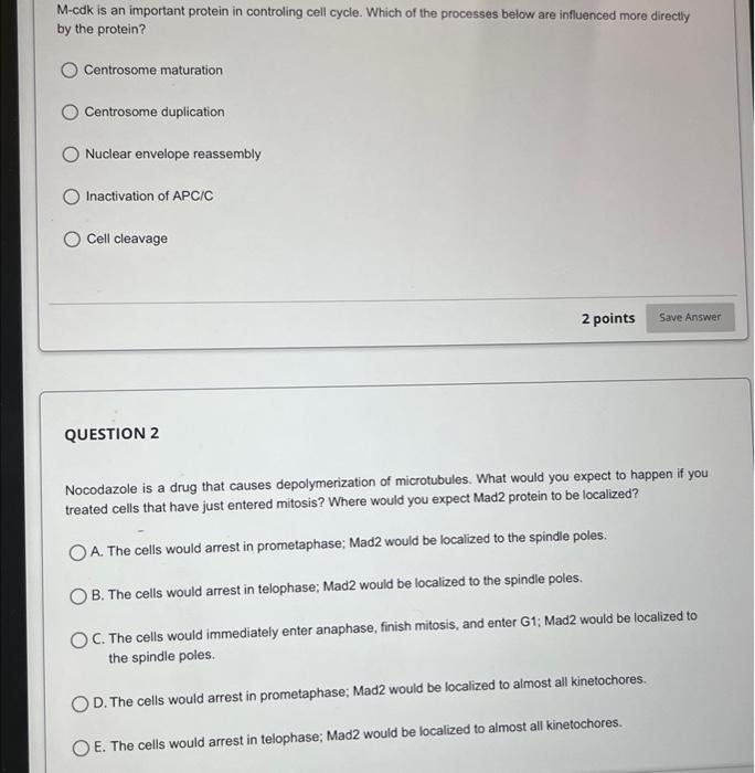 Solved M-cdk is an important protein in controling cell | Chegg.com