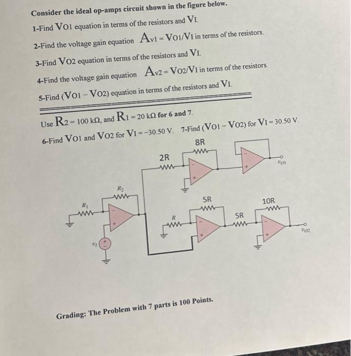 Solved Consider the ideal op-amps circuit shown in the | Chegg.com