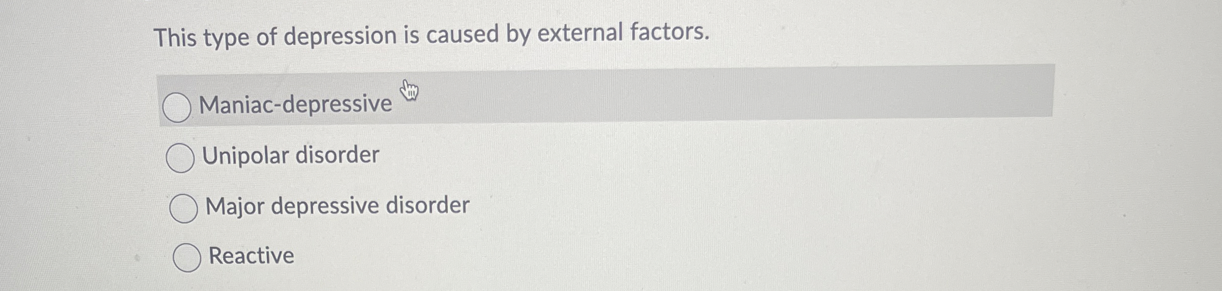Solved This type of depression is caused by external | Chegg.com