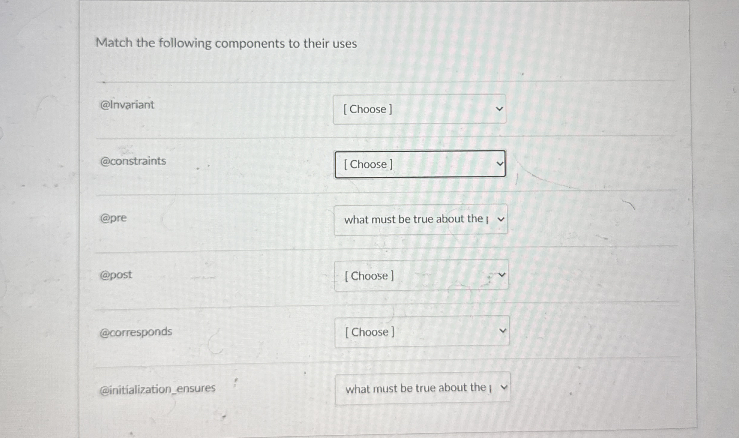 Solved Match the following components to their | Chegg.com