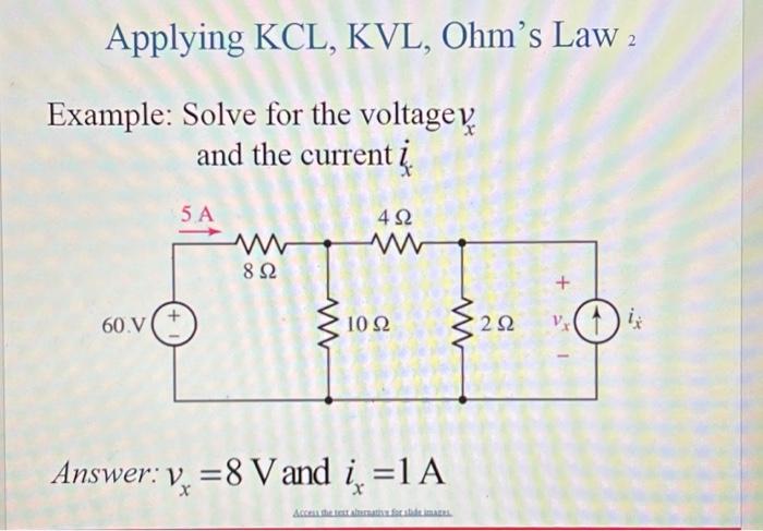 Solved Applying KCL, KVL, Ohm's Law z Example: Solve for the | Chegg.com