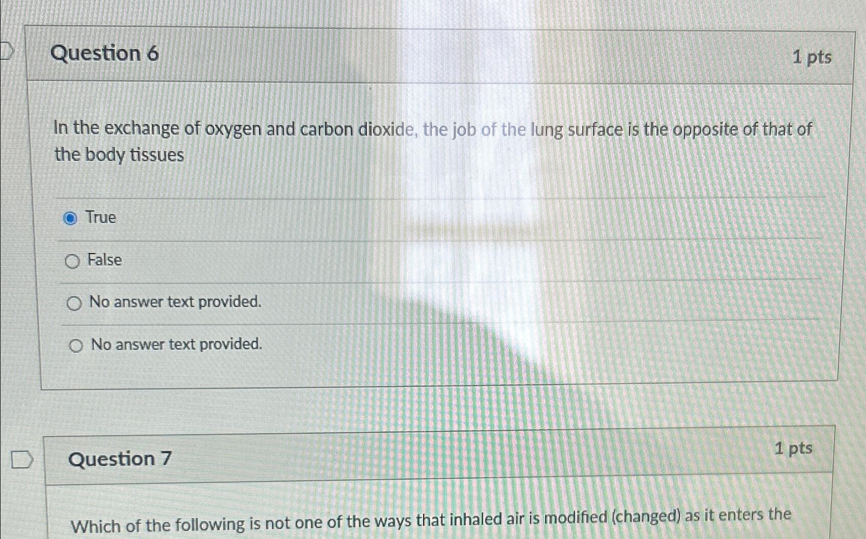 Solved Question 61 ﻿ptsIn the exchange of oxygen and carbon | Chegg.com