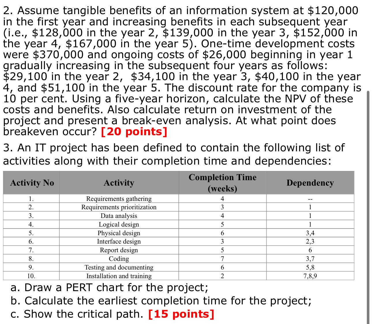 Solved Assume tangible benefits of an information system at | Chegg.com