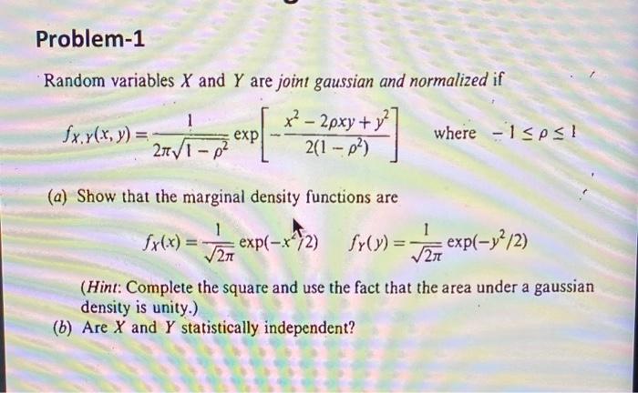 Solved Random variables X and Y are joint gaussian and | Chegg.com
