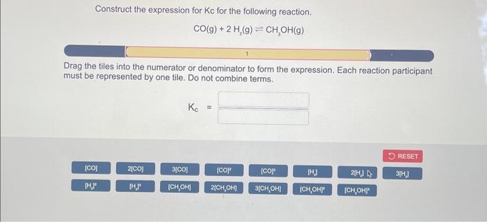 Solved Construct the expression for Kc for the following | Chegg.com