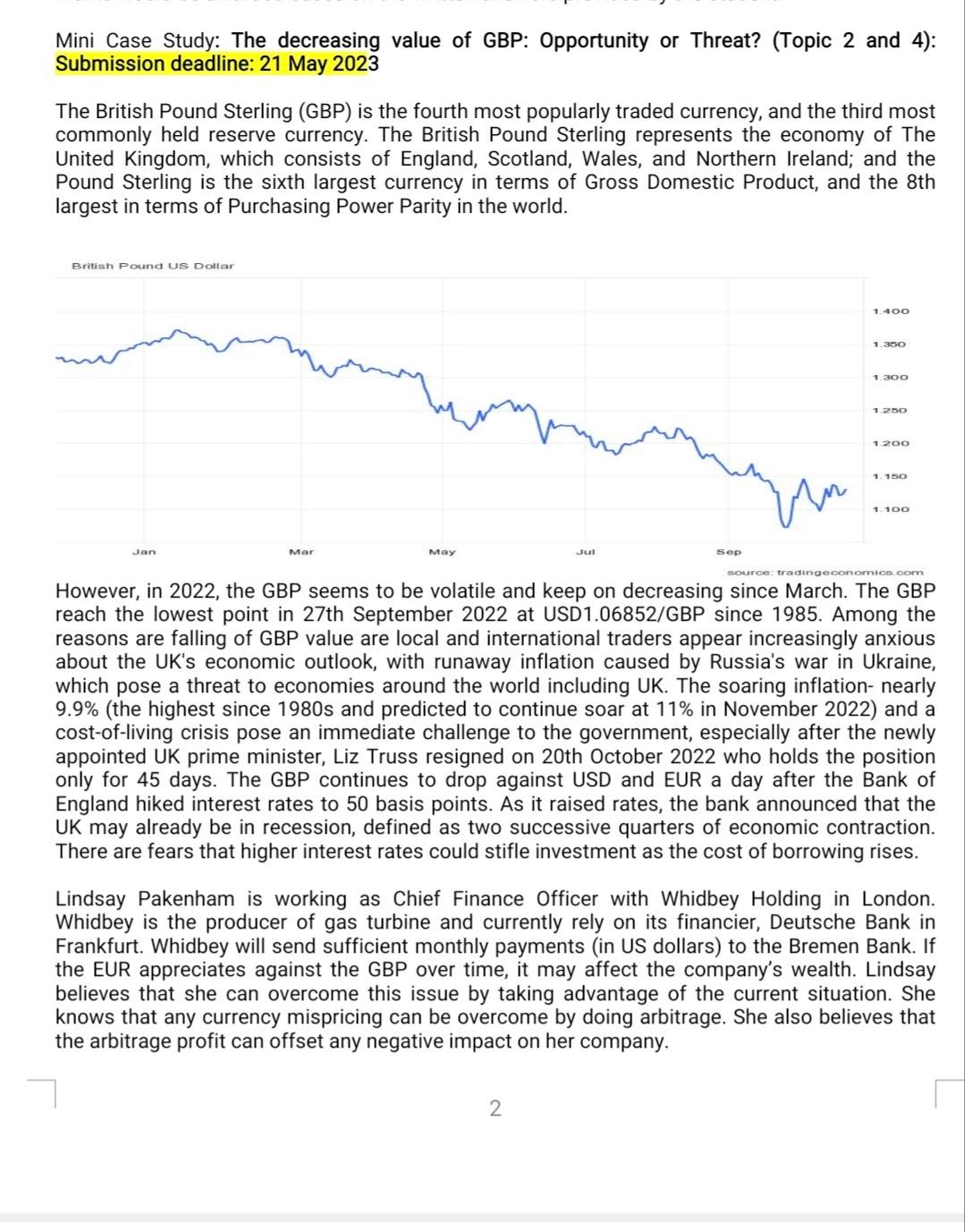 Mini Case Study: The decreasing value of GBP: | Chegg.com