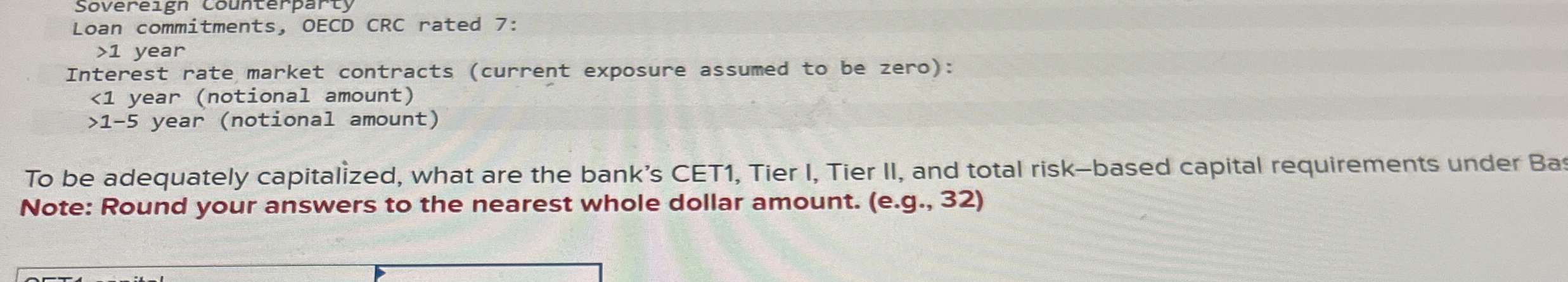 Solved To be adequately capitalized, what are the bank's | Chegg.com
