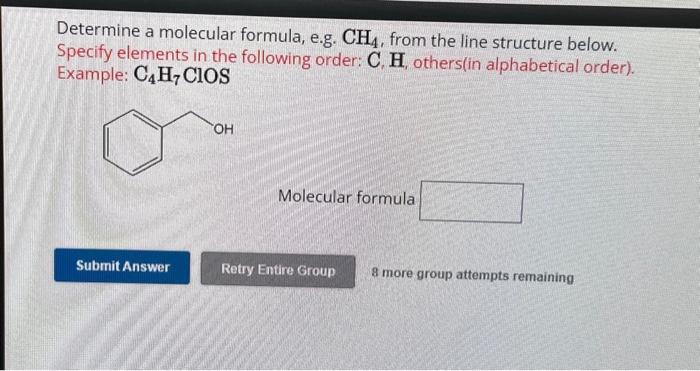 Solved Determine a molecular formula, e.g. CH4, from the | Chegg.com