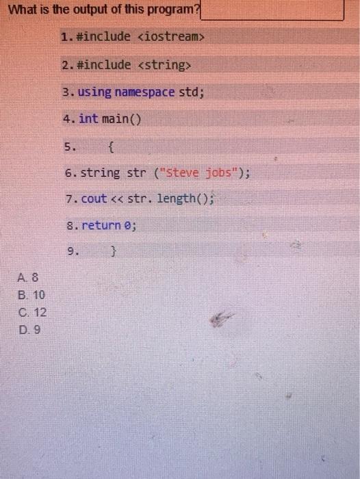 Solved What is the output of this program 1. #include 2. | Chegg.com