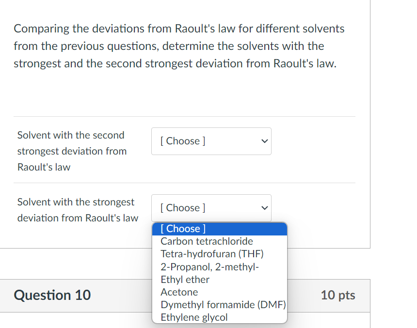 Solved Comparing the deviations from Raoult's law for | Chegg.com