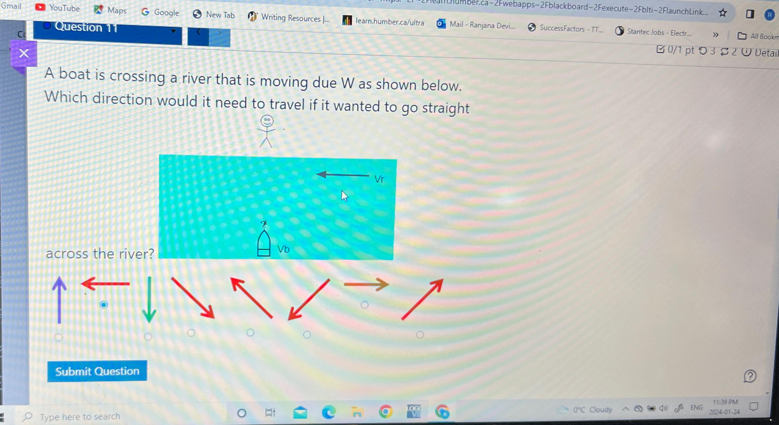 Solved A boat is crossing a river that is moving due W ﻿as | Chegg.com