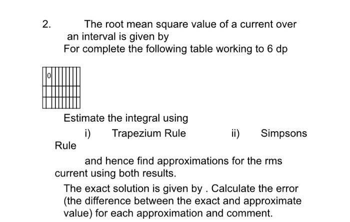 2. The root mean square value of a current over an | Chegg.com