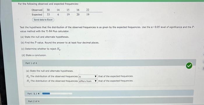 Solved For the following observed and expected frequencies: | Chegg.com