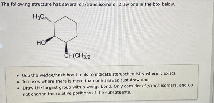 Solved The following structure has several cis/trans | Chegg.com