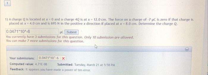Solved 1) Two point particles, each having a charge equal to | Chegg.com