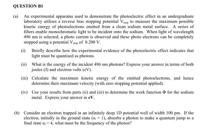 Solved QUESTION B1 (a) An experimental apparatus used to | Chegg.com