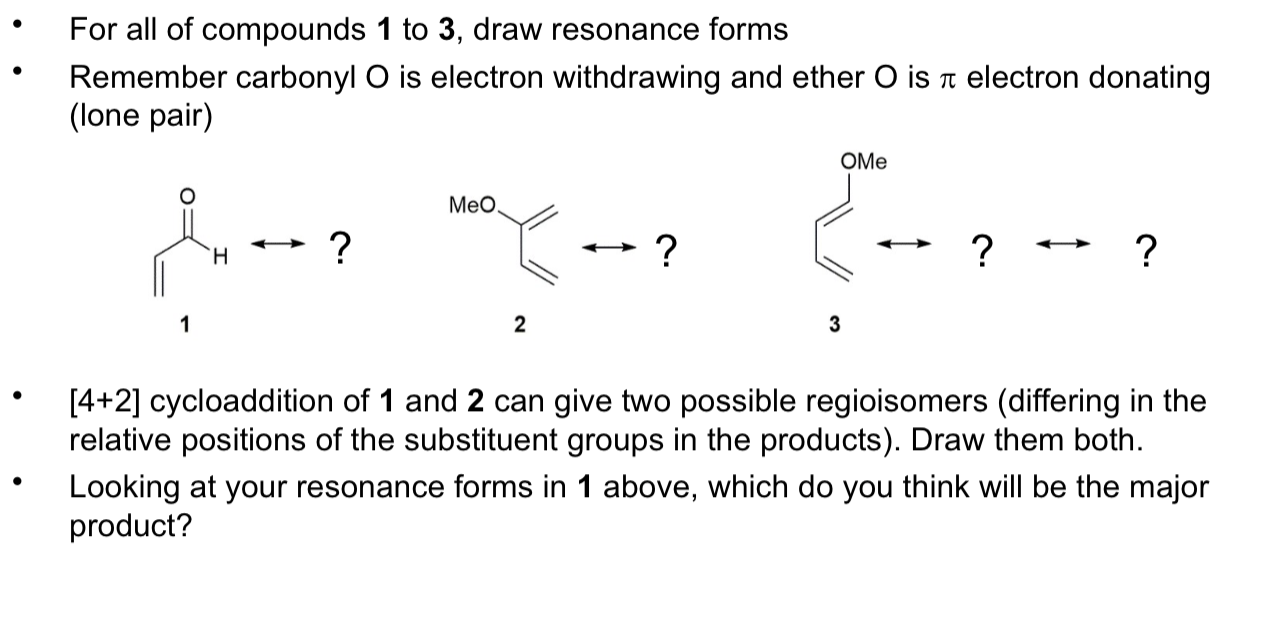 Solved For all of compounds 1 ﻿to 3, ﻿draw resonance forms( | Chegg.com