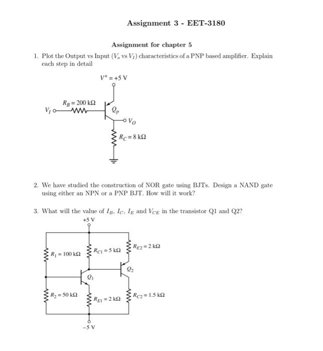 Solved 1 Plot The Output Vs Input Vo Vs Vi