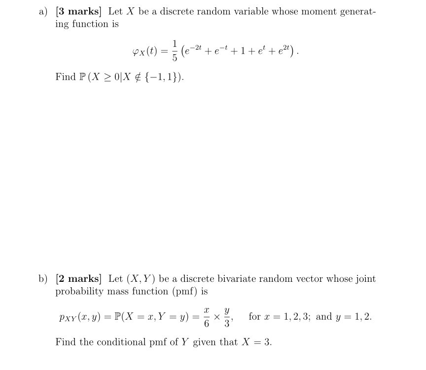 Solved a) [3 marks] Let X be a discrete random variable | Chegg.com
