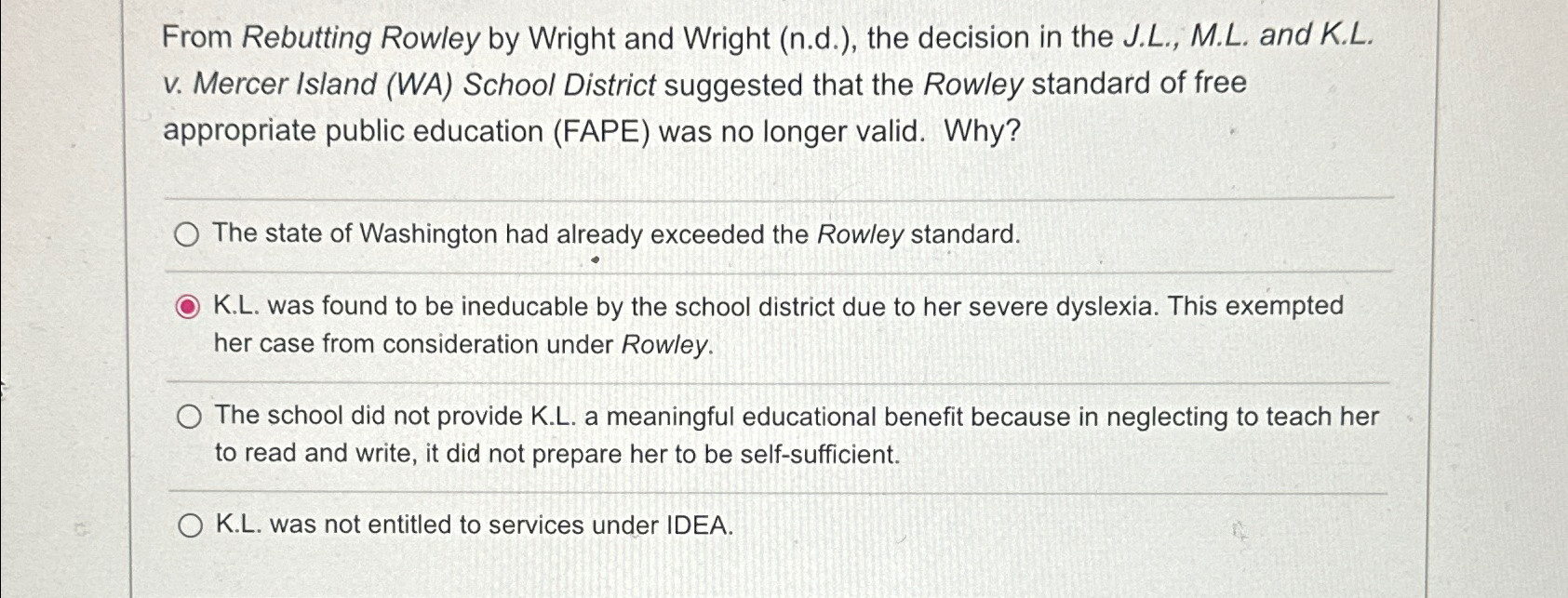 Solved From Rebutting Rowley by Wright and Wright (n.d.), | Chegg.com