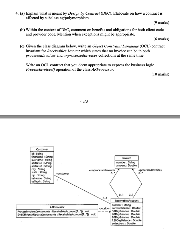 Solved (a) ﻿Explain what is meant by Design by Contract | Chegg.com