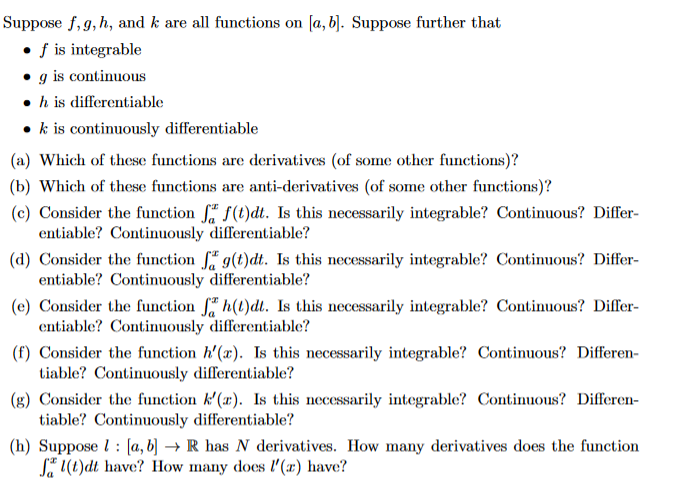Solved Suppose f,g,h, and k are all functions on a,b. | Chegg.com Solved Suppose f,g,h, and k are all functions on a,b. | Chegg.com