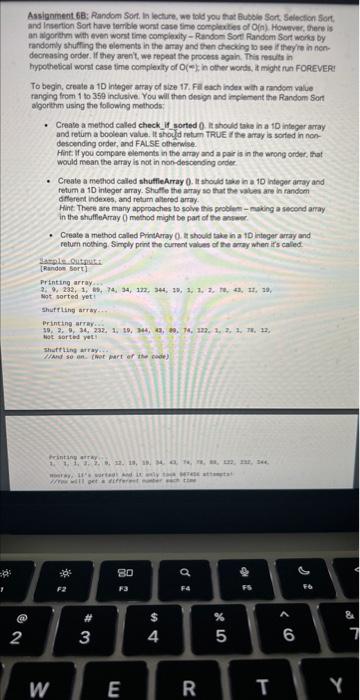 Solved Assignment 6B: Random Sort. In lecture, we told you | Chegg.com