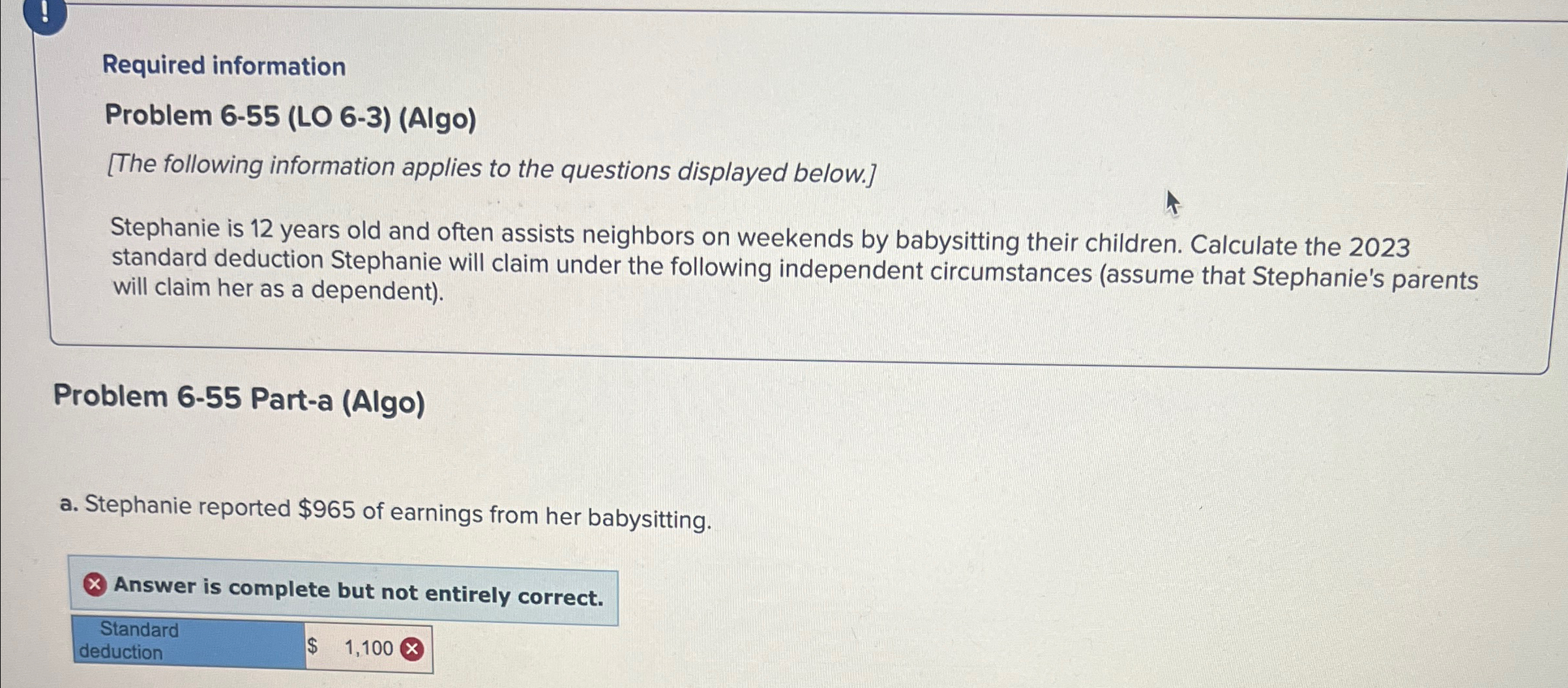 Solved Required informationProblem 6-55 (LO 6-3) (Algo)[The | Chegg.com