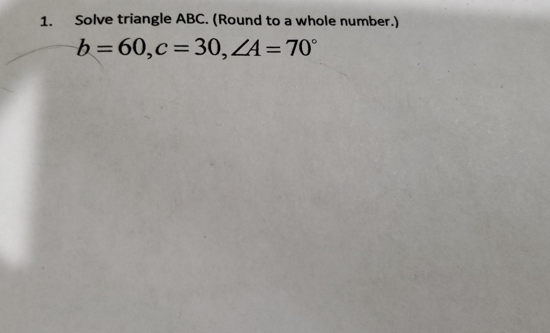 Solved Solve triangle ABC. (Round to a whole number.) | Chegg.com
