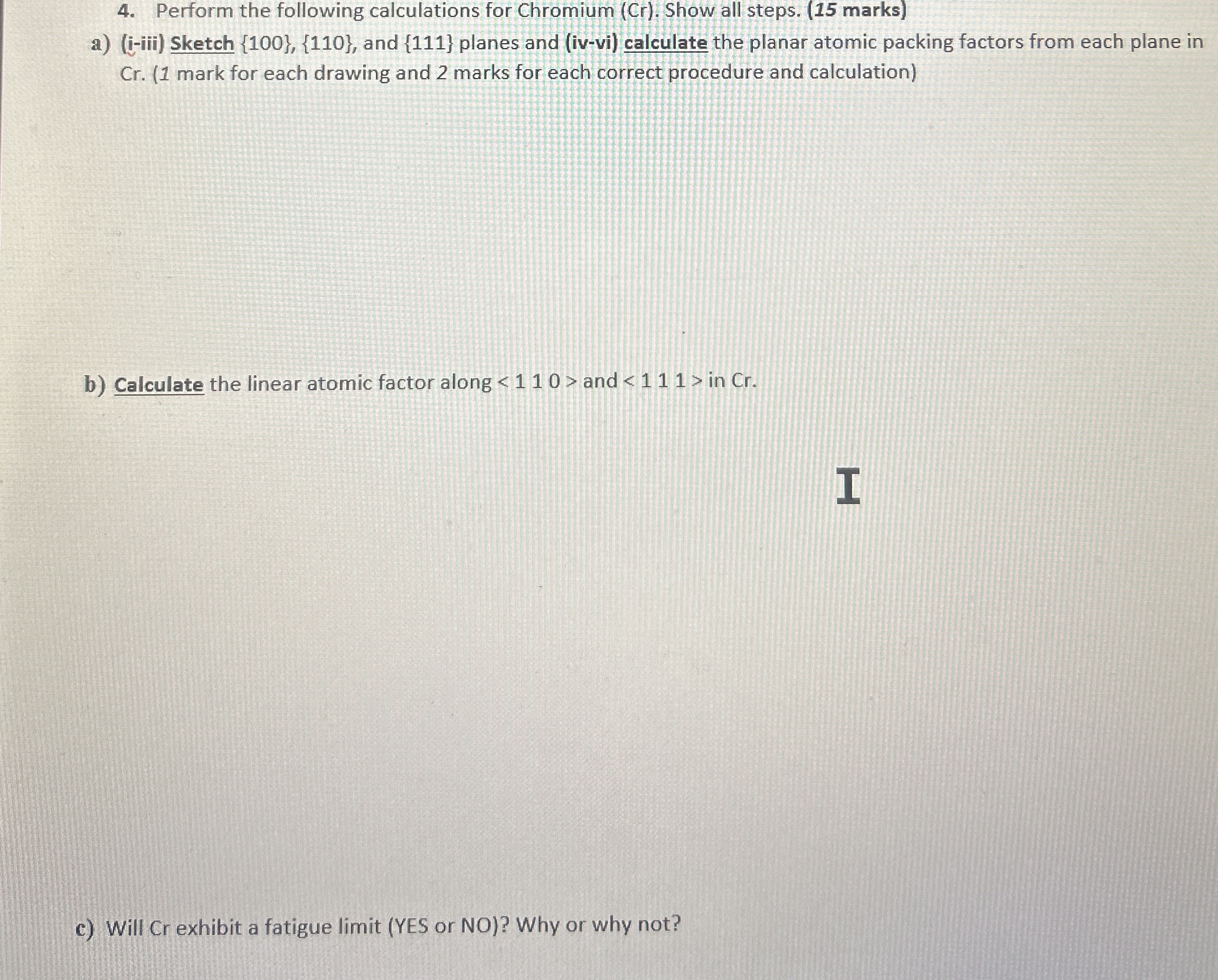 Solved Perform the following calculations for Chromium (Cr). | Chegg.com