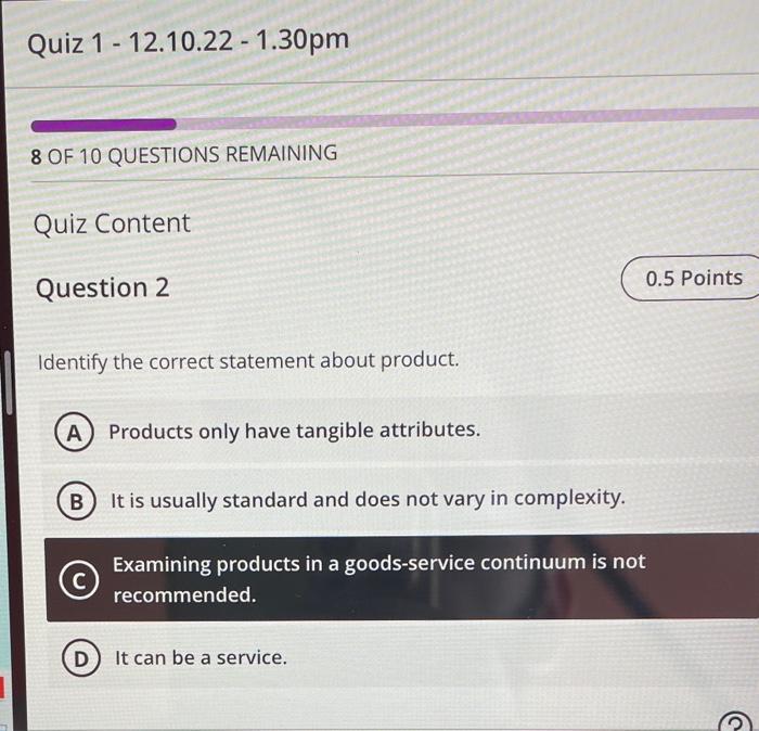 Solved Identify the correct statement about product. | Chegg.com