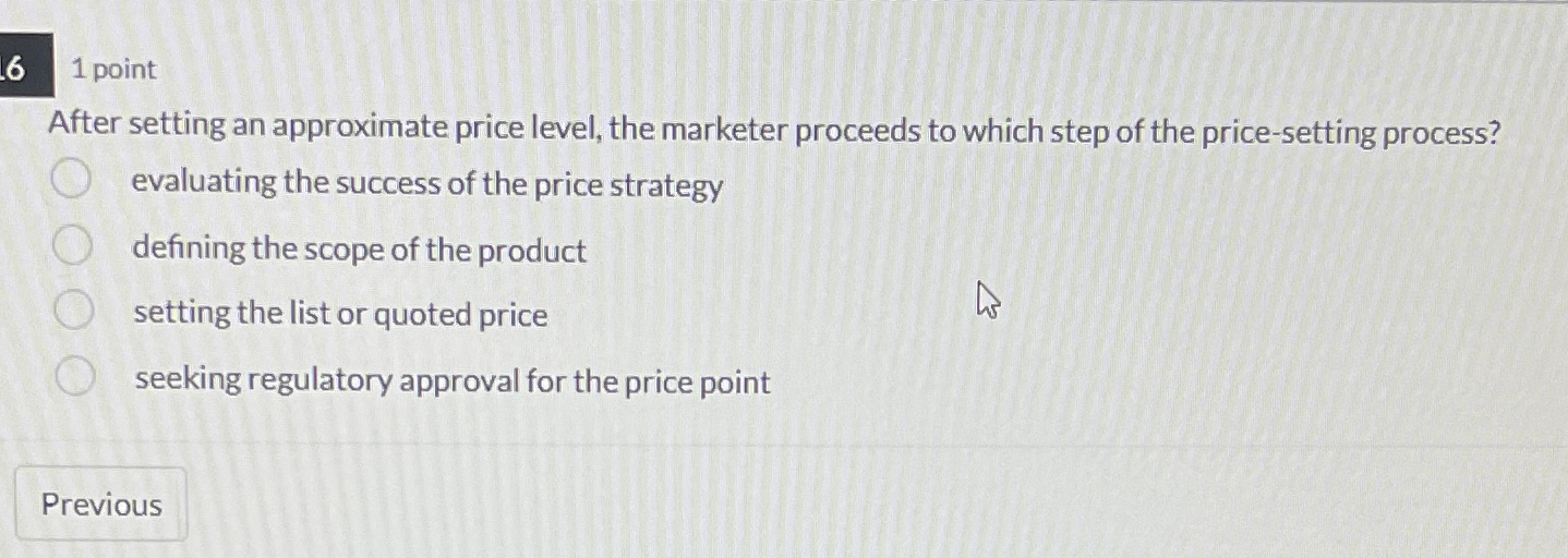 Solved 61 ﻿pointAfter setting an approximate price level, | Chegg.com
