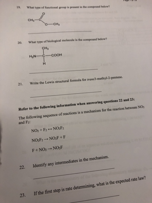 Solved 19. What type of functional group is present in the | Chegg.com