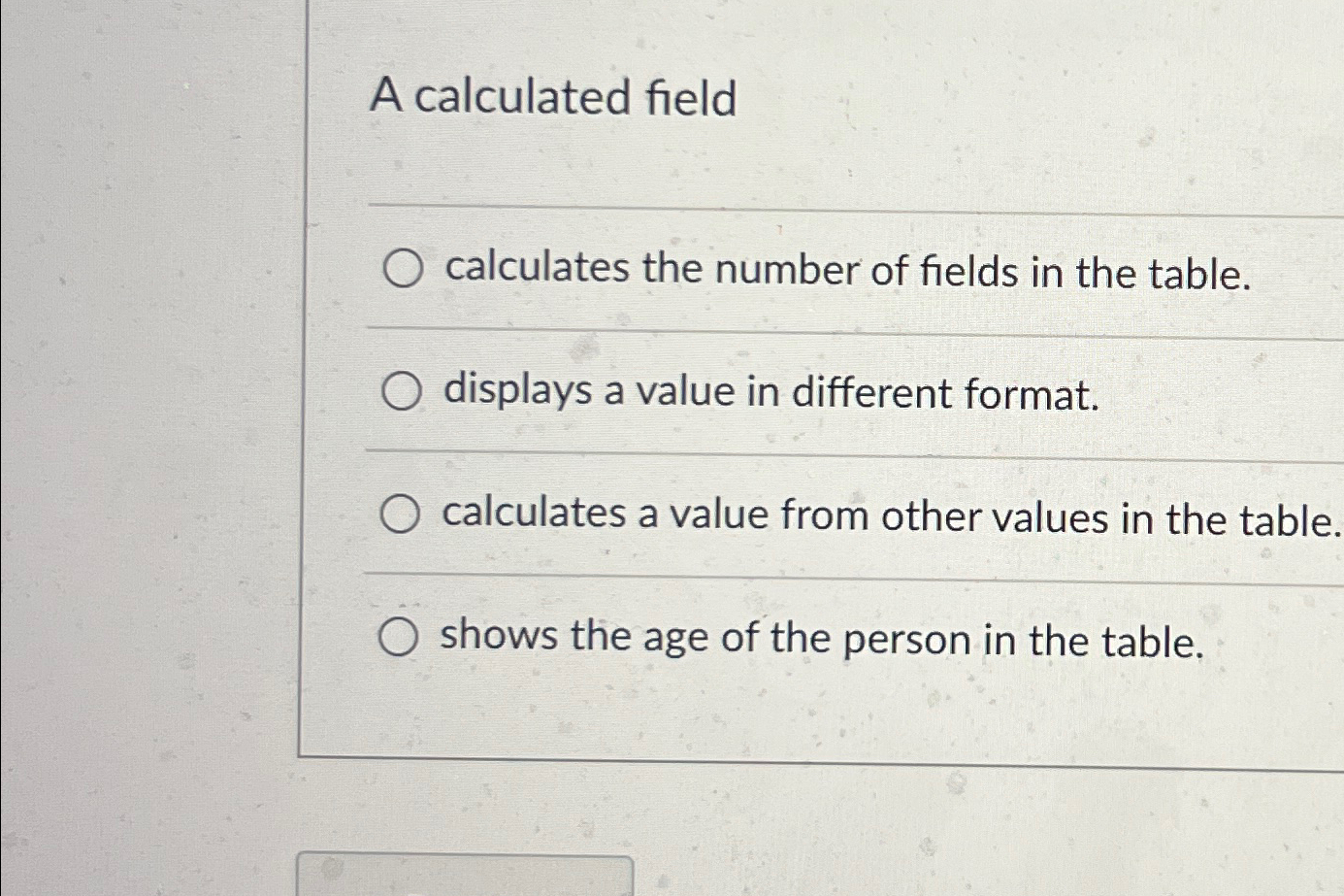 Solved A calculated fieldcalculates the number of fields in | Chegg.com