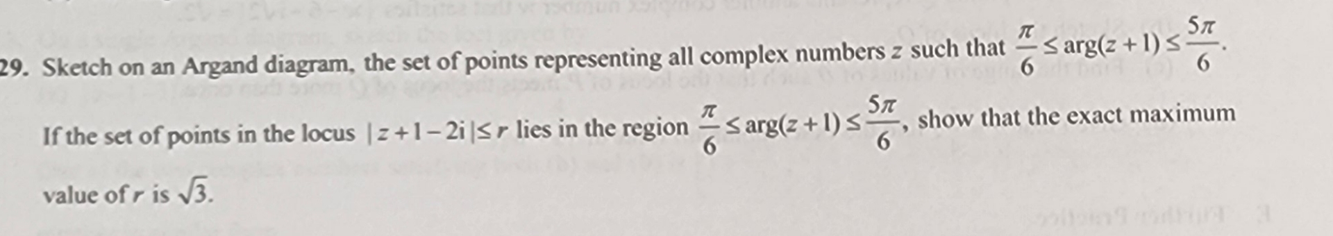 Solved Sketch on an Argand diagram, the set of points | Chegg.com
