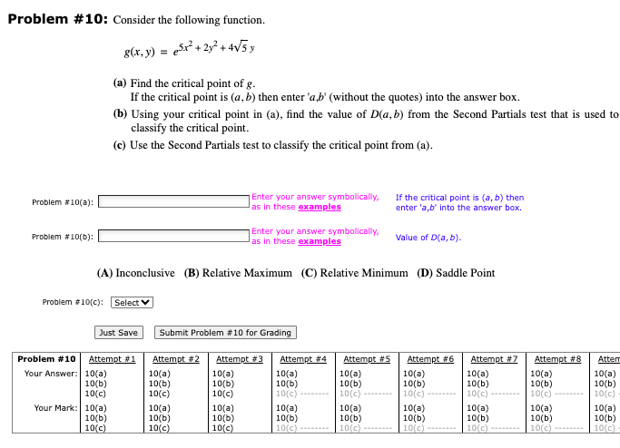 Solved Problem # 10: Consider the following | Chegg.com