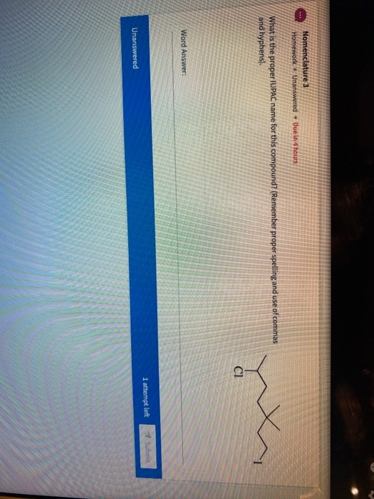 Solved Nomenclature 3 Homework Unanswered • Due in 4 hours | Chegg.com