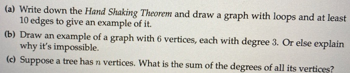Solved (a) Write down the Hand Shaking Theorem and draw a | Chegg.com