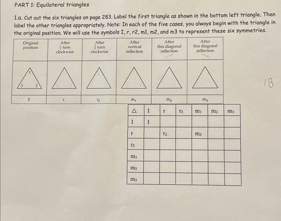 Solved PART 1: Equilateral triangles Label the first | Chegg.com